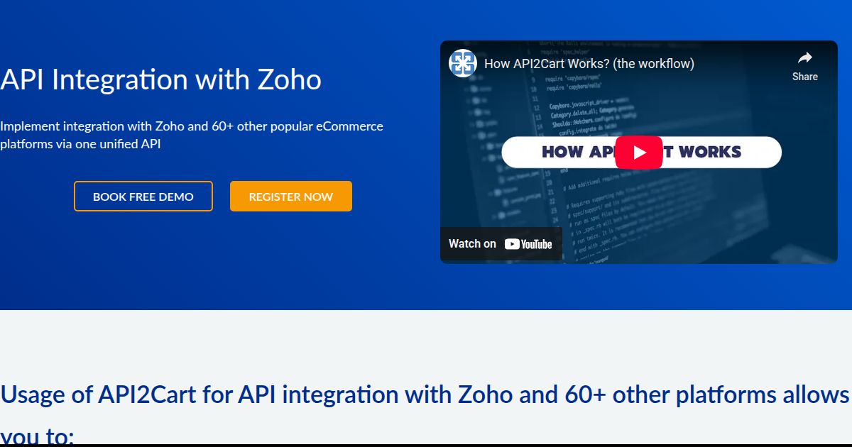 API Integration with Zoho - API2Cart - Unified eCommerce API