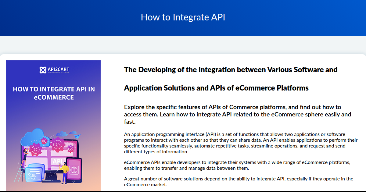 How to Integrate API - API2Cart - Unified eCommerce API