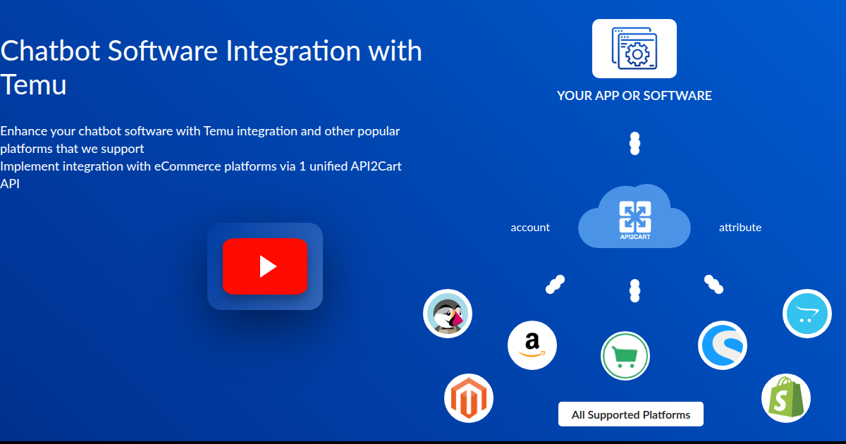 Chatbot Software Integration with Temu - API2Cart - Unified eCommerce API