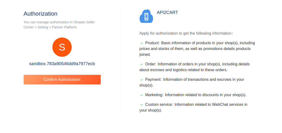 How to connect Shopee to API2Cart? - API2Cart - Unified Shopping Cart Data Interface